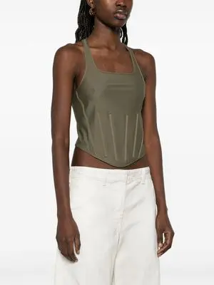 MUGLER Corseted Tank Top - Green