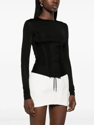 MUGLER Lace-up Long Sleeve Top
