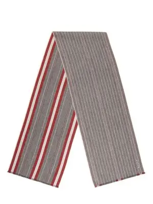 Bally Striped Merino-wool Scarf - Grey