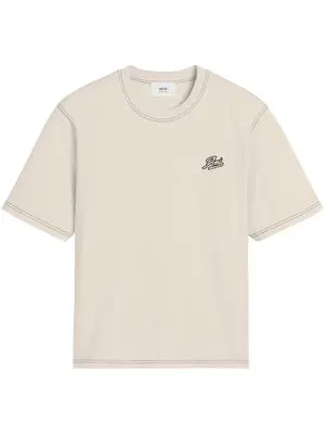 Ami Logo-embroidered Cotton T-shirt