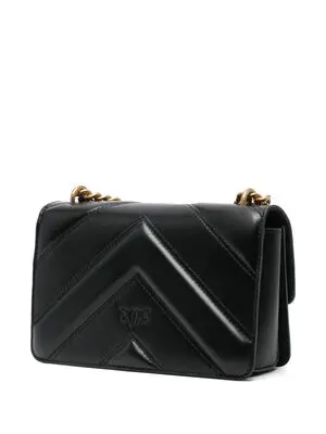 Pinko Love Bag Mini Chevron-quilted Nappa Leather Crossbody Bag - Black