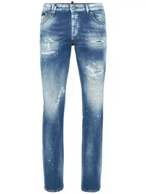 Philipp Plein Smiley Face-appliqué Jeans - Blue