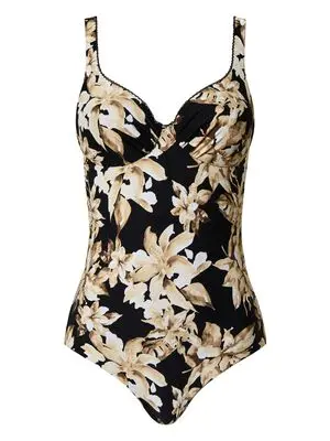 TWINSET Floral-print One-piece Swimsuit - Black