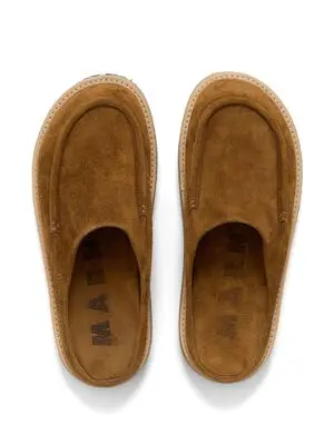 Marni Calf Suede Clogs - Brown