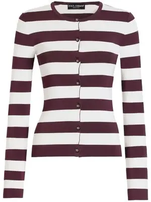 Dolce & Gabbana Striped Cardigan - White