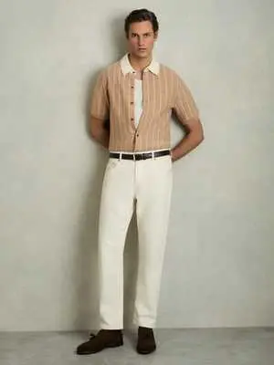 REISS Worthy Wool Striped-knit Short-sleeve Shirt