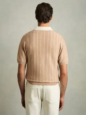 REISS Worthy Wool Striped-knit Short-sleeve Shirt