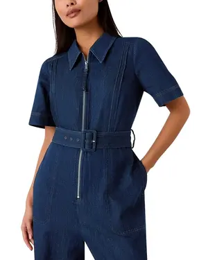 Whistles Petites Belted Jumpsuit - Denim
