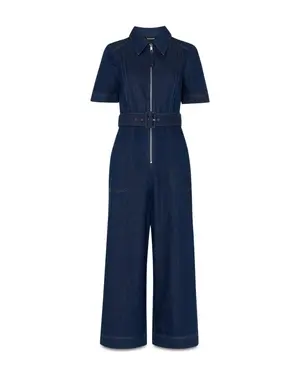 Whistles Petites Belted Jumpsuit - Denim