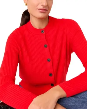 Whistles Jasmine Ribbed Cardigan By - Red