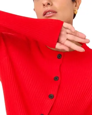 Whistles Jasmine Ribbed Cardigan By - Red