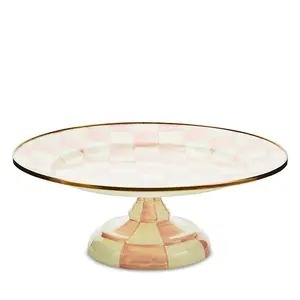 MACKENZIE-CHILDS Rosy Check Small Pedestal Platter - No Color