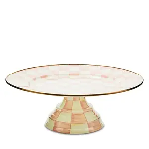 MACKENZIE-CHILDS Rosy Check Large Pedestal Platter - No Color
