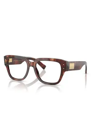 Dolce & Gabbana 54mm Square Eyeglasses - Red Havana