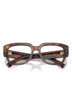 Dolce & Gabbana 54mm Square Eyeglasses - Red Havana