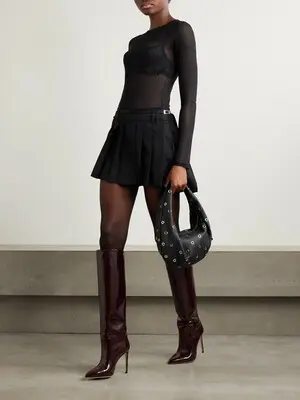 JEAN PAUL GAULTIER Flocked Stretch-tulle Top