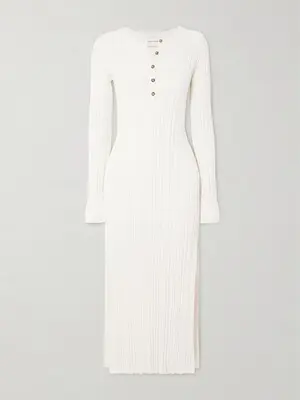 Loulou De Saison Eldara Ribbed Silk-blend Midi Dress