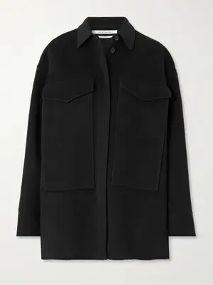 Another Tomorrow Wool Shirt Jacket - Black