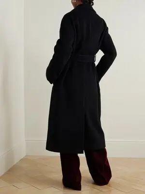 Another Tomorrow Belted Double-breasted Wool Coat
