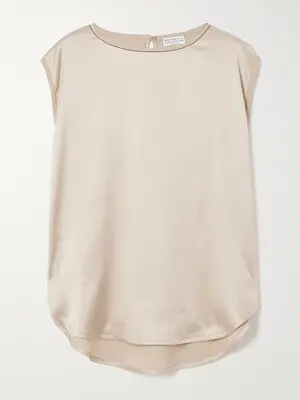 Brunello Cucinelli Bead-embellished Satin Top