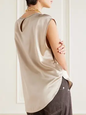 Brunello Cucinelli Bead-embellished Satin Top