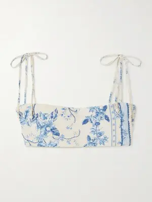 Agua Bendita Primavera Bougainvillea Recycled Bikini Top - Blue
