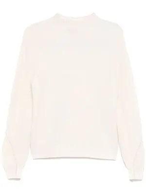 N.peal Ribbed Funnel Neck Pullover Sweater - White