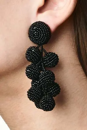 Sachin & Babi Black Glass Beaded Cluster Earrings