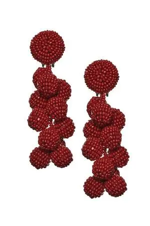 Sachin & Babi Coconuts Clip-on Dangle Earrings - Deep Cranberry