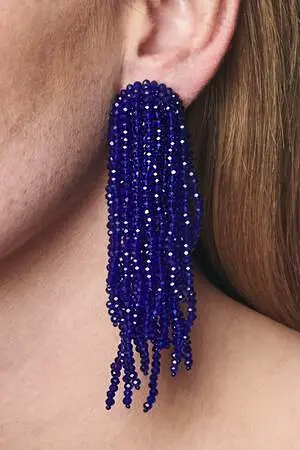 Sachin & Babi Glass Beaded Tassel Earrings - Cobalt