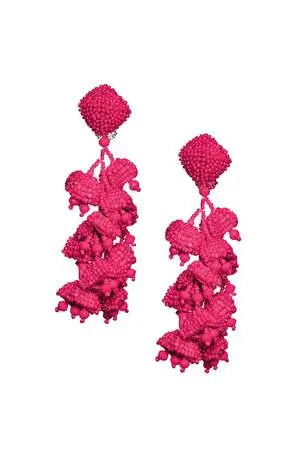 Sachin & Babi Beaded Clip-on Earrings - Fuchsia