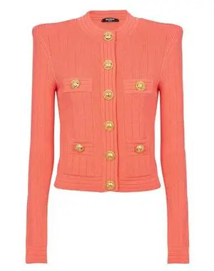 Balmain Buttoned Fine Knit Cardigan Cardigan Size Viscose, Polyester