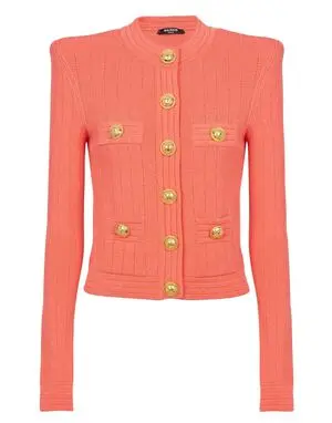 Balmain Buttoned Fine Knit Cardigan Cardigan Size Viscose, Polyester