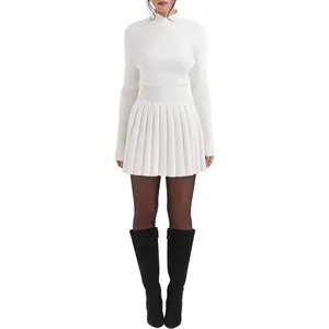 House Of Cb Willow Mock Neck Long Sleeve Mini Sweater Dress