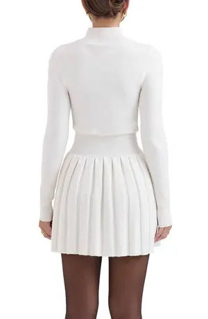 House Of Cb Willow Mock Neck Long Sleeve Mini Sweater Dress