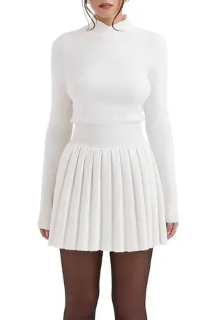House Of Cb Willow Mock Neck Long Sleeve Mini Sweater Dress