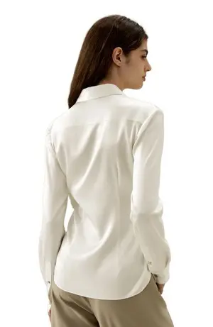 Lilysilk Stretch Silk Fitted Shirt - Natural White
