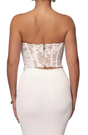JLUXLABEL Rosemere Lace Bustier Top - White