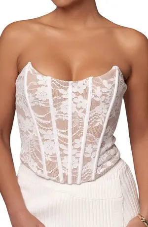 JLUXLABEL Rosemere Lace Bustier Top - White