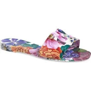 Dolce & Gabbana Bianca Interlock Slide Sandal - Mix Fiori Cretonne