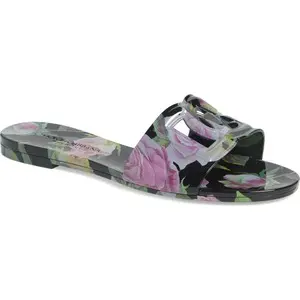 Dolce & Gabbana Bianca Interlock Slide Sandal - Rose Rosa Nero