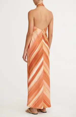 Significant Other Patrice Chevron Stripe Halter Neck Maxi Dress In Sherbet  Stripe - 70% Off | Editorialist