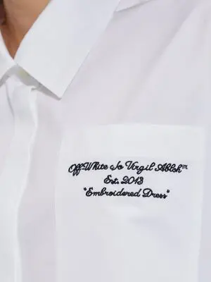 Off-White Embroidered Shirt Dress
