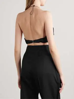 BETTTER Capote Cutout Wool-blend And Satin Halterneck Top