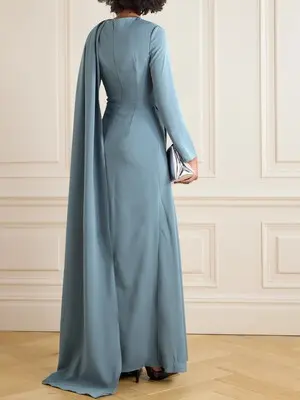 MARMAR HALIM Draped Scarf-detailed Wrap-effect Gown
