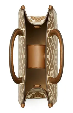 Tory Burch T Monogram Embossed Leather Tote - Walnut