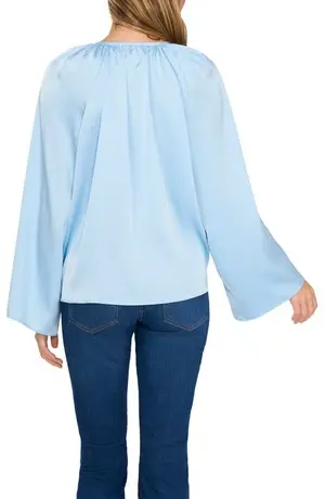 CECE DUPRAZ Satin Peasant Blouse - Waterfall