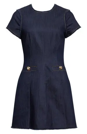 Cinq À Sept Nova Denim Fit-and-flare Dress - Indigo