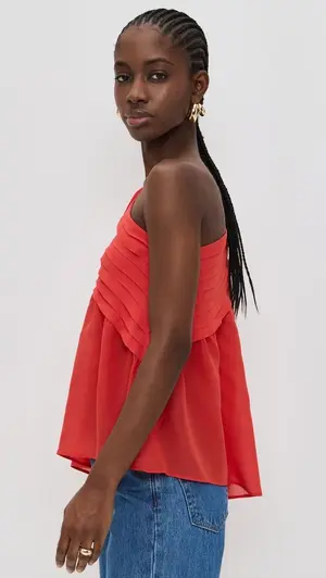 Farm Rio One-shoulder Blouse With Rosette Detail