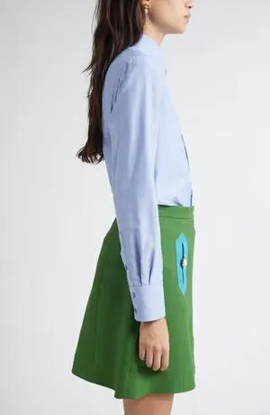 Valentino Garavani Bejeweled Cotton Poplin Button-down Shirt - Light Sky